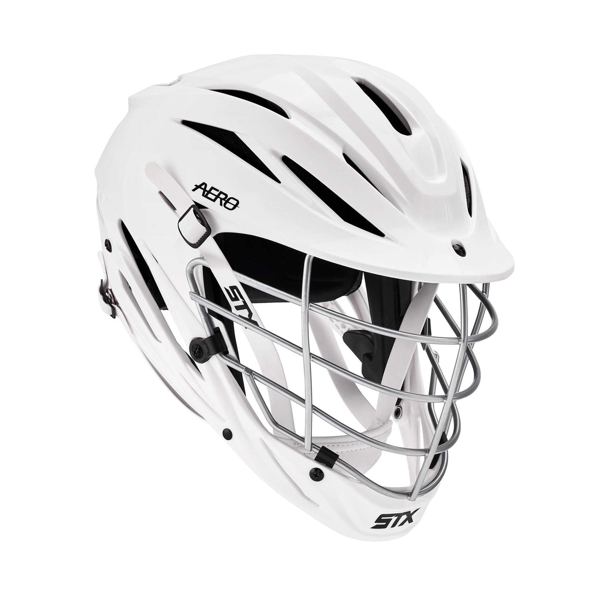 STX Aero Lacrosse Helmet - White Shell - Silver Mask | Top String Lacrosse