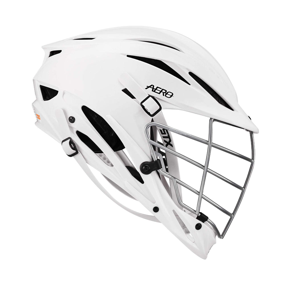 STX Aero Lacrosse Helmet - White Shell - Silver Mask | Top String Lacrosse
